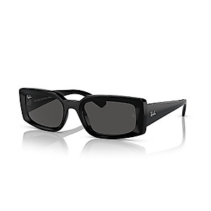 Ray-Ban Women's RB4395F Kiliane Low Bridge Fit Square Sunglasses, Black/Dark Grey, 54 mm