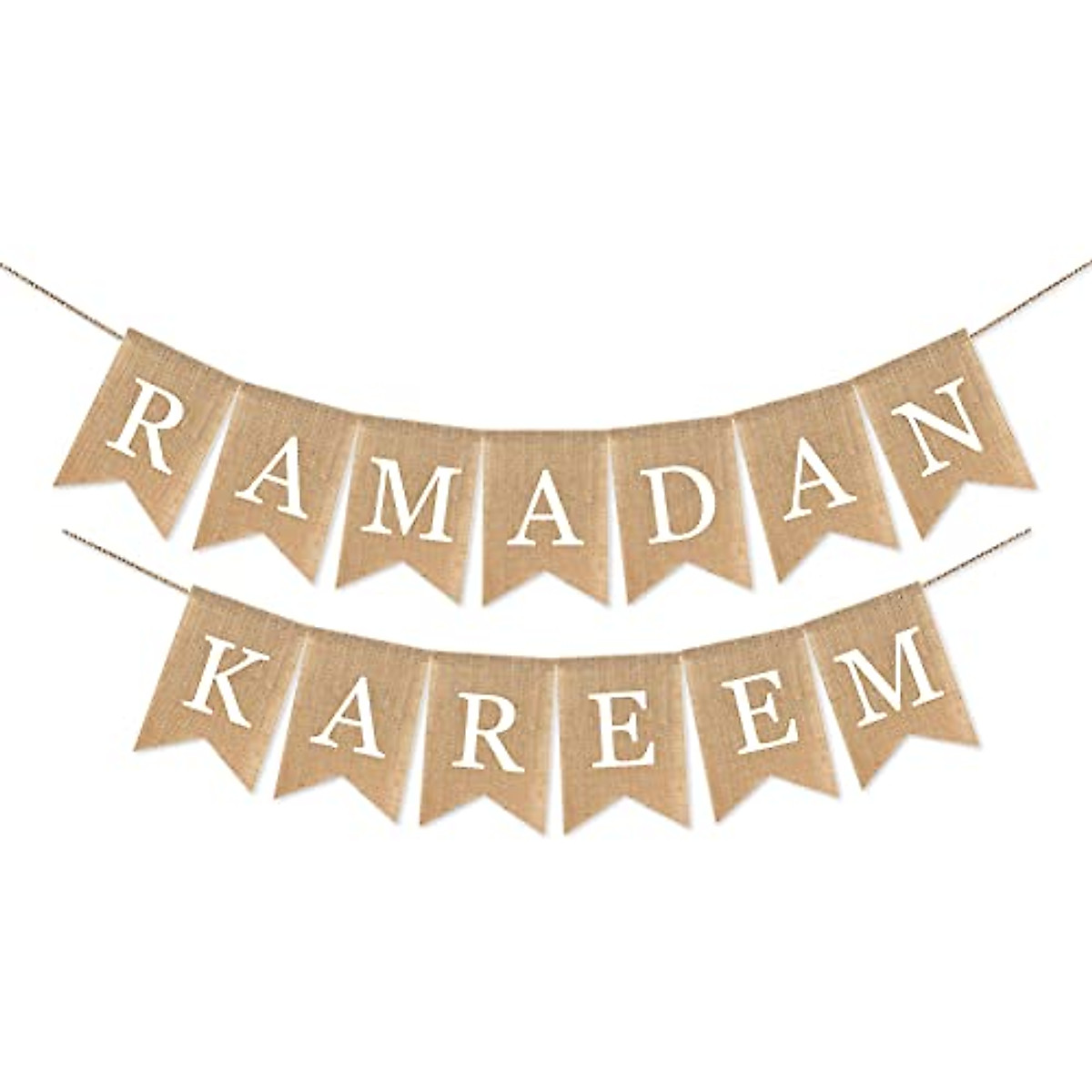 Burlap Ramadan Kareem Banner Muslim Fireplace Mantel Decoration Rustic Ramadan Kareem Bunting Banner for Mantle Fireplace Ramadan Party Decor Supplies