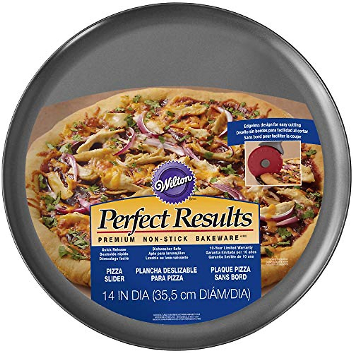 Wilton Perfect Results Premium Non-Stick Pizza Pan, Non-Stick Bakeware, Steel, 14-Inch.