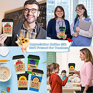 WhatSign Teacher Appreciation Gift Cards Holder Thank You Teacher Coffee Gift Card Holders Best Teacher Gifts Cards End of Year Gifts for Teacher Retirement Teacher Appreciation Week Coffee Gift Cards