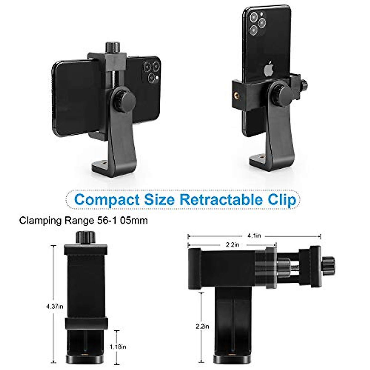 teefeet Phone Tripod, 54 inch Light Travel Tripod, with Mobile Phone Holder Adapter/Remote Shutter/Carry Bag for Selfie, Suitable for Video, Live Broadcast, Video Blog, Tiktok (Black)