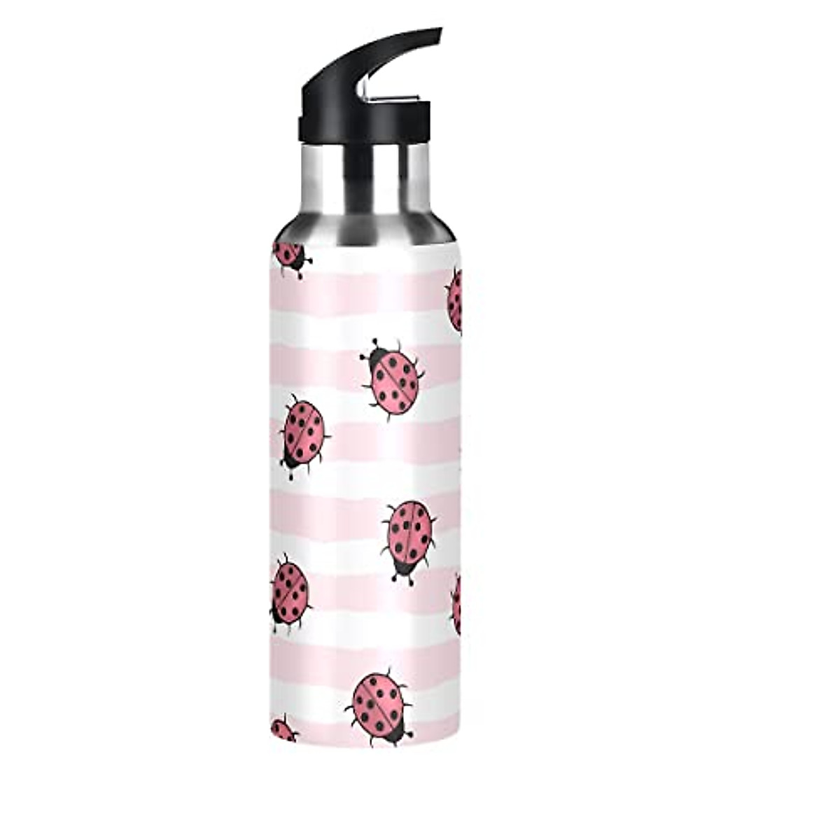 xigua Ladybug Water Bottle Double Walled Stainless Steel Leak Proof Thermo Flask for Sports Gym Cycling Outdoor,20 oz.