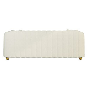 Lkvkvri 83 inch White Velvet Couch Wide Modern Loveseat Chesterfield 3-Seat Couch Sofa 750 lbs Weight Capacity with 2 Throw Pillows for Living Room