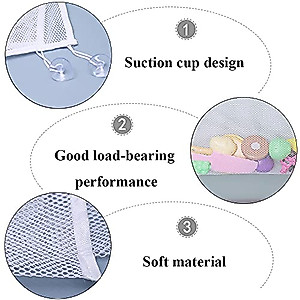 YANCAIYUNL 3 Pcs Bath Toy Storage Bath Toy Holder Removable Mesh Bag with 6 Extra Strong Suction Cups for Toy Storage Bags
