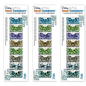 Elizabeth Ward Bead Storage Solutions 8 Piece Bead Small Organizing Storage Containers for Beads, Crystals, Fasteners, and More, Clear (3 Pack)