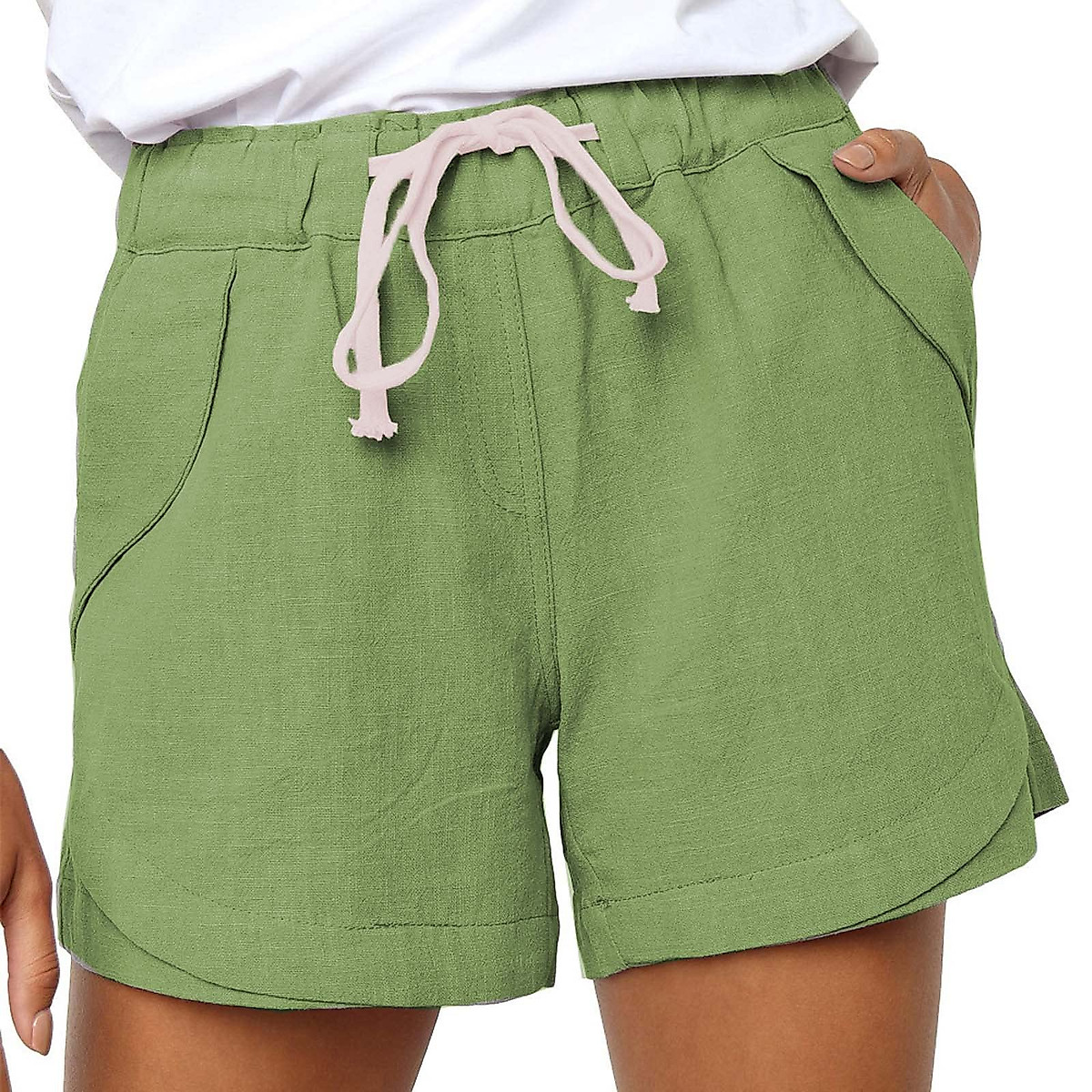 Plus Size Shorts for Women Shorts for Women Trendy High Waisted Drawstring Shorts Casual Loose Fit Summer Short Pants with Pockets Green 2X