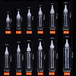 5PCS Empty Dropper Bottles Squeeze Bottles, Sharp-mouth Container with Twist Top Cap Clear Refillable Bottles, for Oil Paint Liquid Glue(100ml)