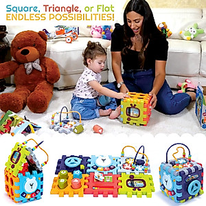 Baby Activity Cube with Lights and Music 6 in 1 Interactive Shapes, Letters, and Colors, Early Learning and Educational Toys for 1, 2 Years Old Multipurpose Educational, Toddler, First Birthday Gift