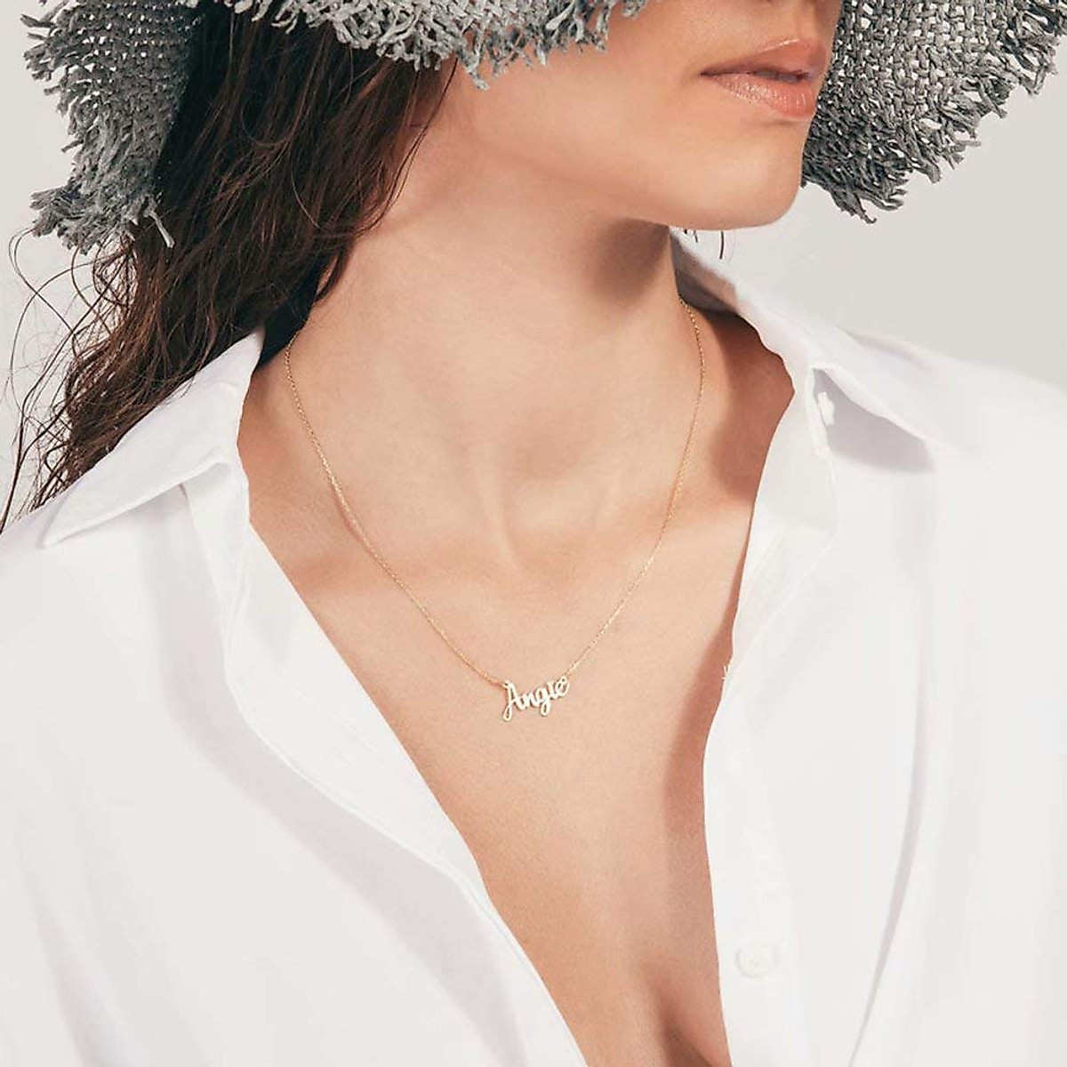 Turandoss Brittany Necklace, 14K Gold Plated Name Necklace Brittany Jewelry Gifts Gold Brittany Name Necklace for Women Jewelry Name Necklace Personalized