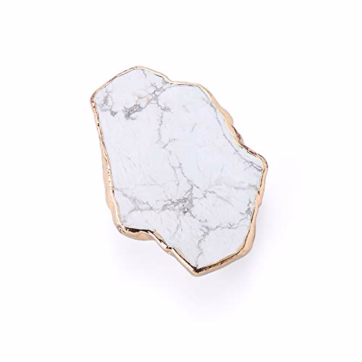 ATLLM Howlite White Marble Gemstone Crystal Phone Grip White Turquoise Collapsible Stand Holder for Cellphone and Tablet