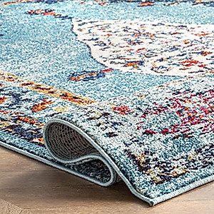 nuLOOM Veronica Vintage Distressed Runner Rug, 2' 6" x 10', Aqua