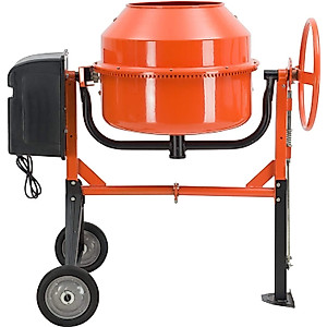TABU 5 Cu Ft Electric Concrete Cement Mixer, 4/5HP Mortar Mixing for Stucco/Seeds, Portable Wheelbarrow Machine(Orange)