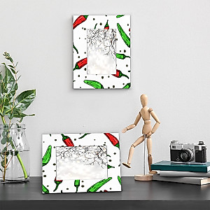 Pardick Chilli Peppers 4x6 Picture Frame, Green Red Chilli Wooden Photo Frames for Tabletop and Wall Display, Picture Frame Home Office Decor