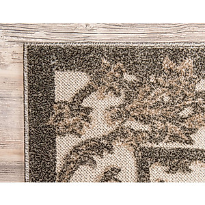 Unique Loom Outdoor Botanical Collection Area Rug (4' x 6' Rectangle, Brown)