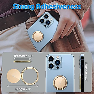 WixGear (2 Pack), Phone Ring Holder, Universal Magnetic Cell Phone Finger Holder with Kickstand Phone Holder for Hand, Phone Ring Grip Works with Magnetic Car Mounts Compatible with All Phones (Gold)