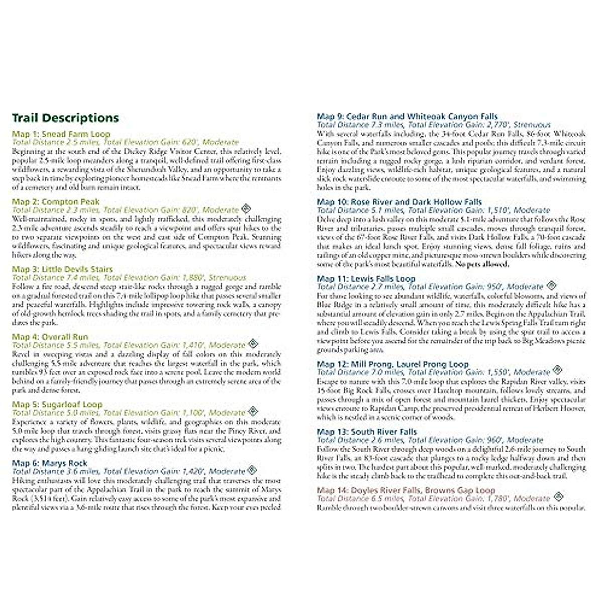 Shenandoah National Park Day Hikes Map (National Geographic Topographic Map Guide, 1703)