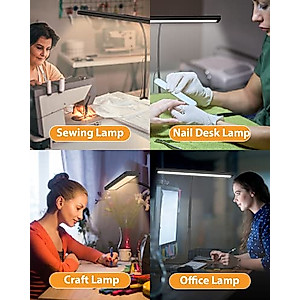 Desk Lamp, iFalarila Dimmable 160 LED Desk Light for Home Office [Updated Flexible Gooseneck & Metal Rod & I-Clamp] Book Light Clip on Table for Reading, Workbench, Drafting, Nail Tech, Sewing, Puzzle