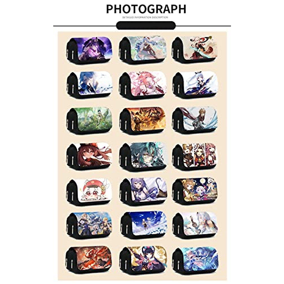 Pencil Case Genshin Impact Big Capacity Pencil Pouch，kawaii Large Storage High Capacity Bag for with Zipper Office College School Durable Pen Carrying Case （Venti）