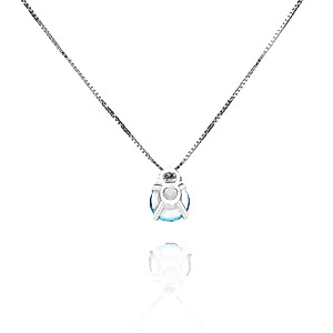 Gin and Grace 14K White Gold Genuine Aquamarine Pendant with Diamonds for women | Ethically, authentically & organically sourced (Roundcut) shaped Aquamarine handcrafted jewelry for her |