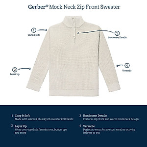 Gerber Baby and Toddler Boys Zip Front Sweater, Dark Gray, 3T