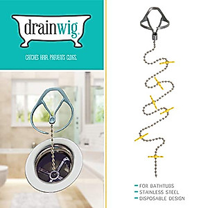 DrainWig 1739A12-AMZ Disposable Hair Catcher for Tubs Bathtub, Gray, 2 Count