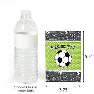 Big Dot of Happiness Goaaal - Soccer - Baby Shower or Birthday Party Thank You Cards (8 Count)