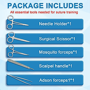 Spectabilis Suture Practice Kit for Medical Students, Silicone Pad Surgery Wounds Closure Suturing, Supplies for Vet Nursing Students Surgical Stitches Kits Only for Training.
