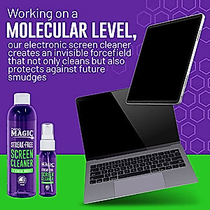 NANO MAGIC Screen Cleaner Spray Kit - For Streak Free Clean Screens on Computer & Laptop Monitor, Phone Touchscreen, Watch, Glasses, LED & LCD TV, + - Spray, Refill, Microfiber Cloth, Travel Pouch
