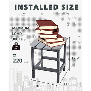 Adirondack Side Table, Outdoor Side Table Weather Resistant HDPE Small Patio Table for Indoor Outdoor (Oval Table, Grey)