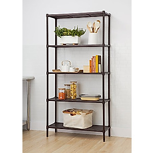 TRINITY Slat Style 5-Tier Adjustable Shelving, Metal Standing Shelf for Commercial or Residential Use in Kitchen,Bathroom,Laundry Room or Office, 1750 Pound Capacity, 36”W by 14”D by 72”H, Dark Bronze