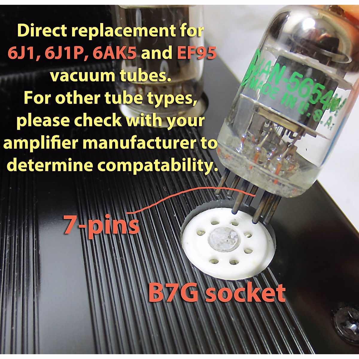 Riverstone Audio - Tested/Matched Pair (2 Tubes) 7-Pin JAN 5654W Fully-Tested Vacuum Tubes - Upgrade for 6AK5 / 6J1 / 6J1P / EF95 - JAN 5654W Platinum Grade Pair