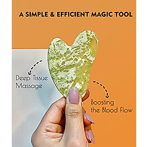 Face Roller Natural Jade Roller For Face - Gua Sha Facial Tool - Aging Wrinkles,Puffiness Facial Skin Care Product Massager - Premium Authentic Jade Stone (Jade Roller+Gua Sha)