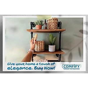 Industrial Bathroom Shelf w/Pipe Towel Bar – Farmhouse Towel Rack Made of Paulownia Wood and Cast Iron, Pipe Rack in Black Matte – Wall Mount Hand Towel Holder for Rustic Décor w/ 2-Tier Shelf