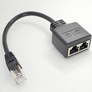 LYMGS RJ45 Ethernet Cable Splitter Network Adapter, NOT Router, 1 Male to 2 Female LAN Ethernet LAN Network Extension Splitter Cable 8-Pin Adaptor with 145mm Line