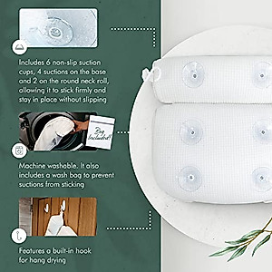 Ultra-Soft Bathtub Pillow with 6 Non-Slip Suction Cups, Bath Pillows for Tub, Extra Thick, Convenient, Quick-Dry 2-Panel Tub Pillow Bath Cushion for Head, Neck, Back, and Shoulder Support - Haven Houz