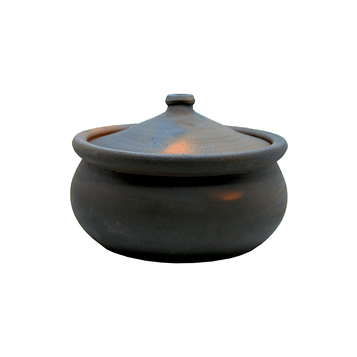 High Wind Flamed Dark Primitive Cooking Pot - Pre Seasoned - Made from Fire Clay: Suitable for Stove Top and Open Fire