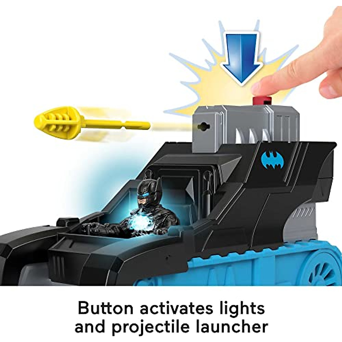 Imaginext DC Super Friends Batman Toy, Bat-Tech Tank with Light-Up Figure & Projectile Launcher for Preschool Kids Ages 3+ Years