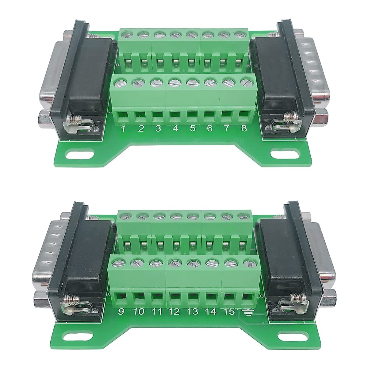 Jienk DB15 Male to Female Terminal Breakout Board, RS232 D-SUB Serial to 15pin Port Terminal Block Gender Changer Connector