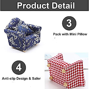 KnocKconK Hamster Mini Cotton Sofa Chair, Small Animal Blue Red Bed Cozy with Pillow, Cage Decor Photo Toys, Relax Habitat House Accessories, Sleep Pad Rest Nest for Hamster, Mice, Rat.