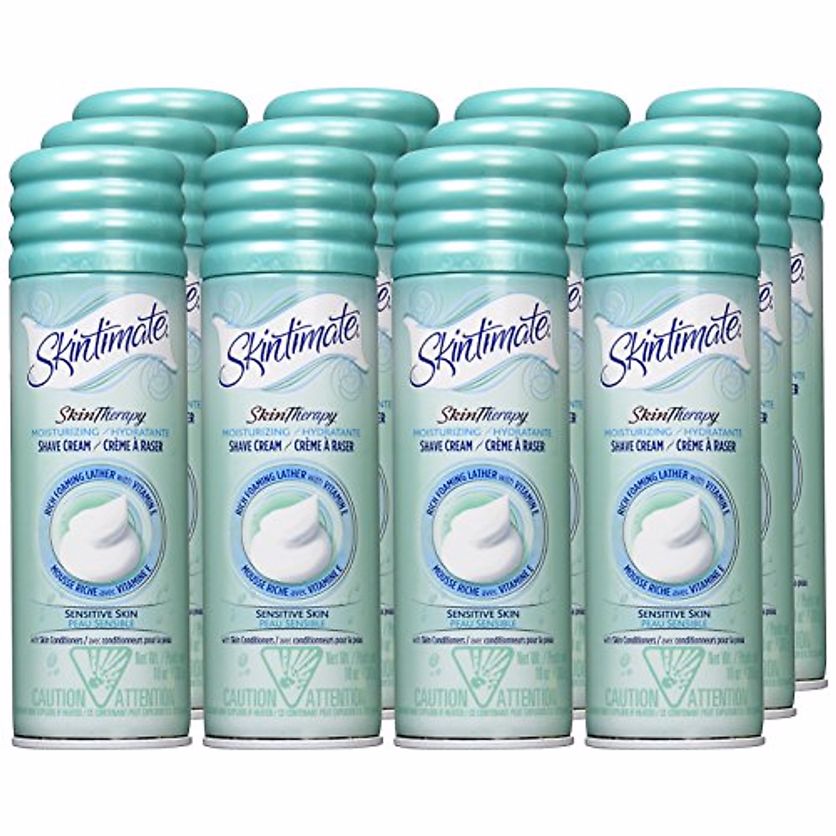 Skintimate Skin Therapy Moisturizing Shave Cream for Women Sensitive Skin with Vitamin E - 10 Ounce (Pack of 6)