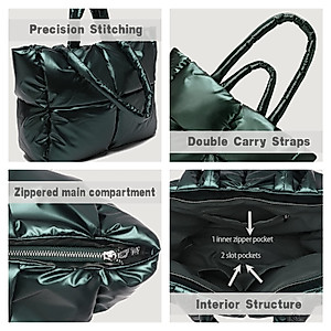 Puffer Tote Bag, Extra Large Luxury Bags for Women Unicloud Puffy Shoulder Quilted Handbag Woven Underarm Designer