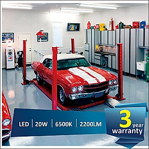 Barrina LED T5 Integrated Single Fixture, 4FT, 2200lm, 6500K (Super Bright White), 20W, Utility Shop Light, Ceiling and Under Cabinet Light, garage Light with Built-in ON/Off Switch