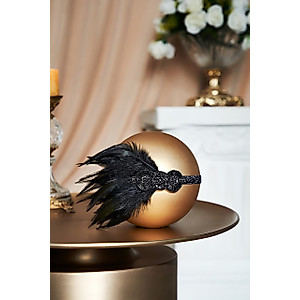 BABEYOND 1920s Flapper Headpiece Roaring 20s Great Gatsby Headband Vintage Feather Headband 1920s Flapper Gatsby Hair Accessories for Party (Black)