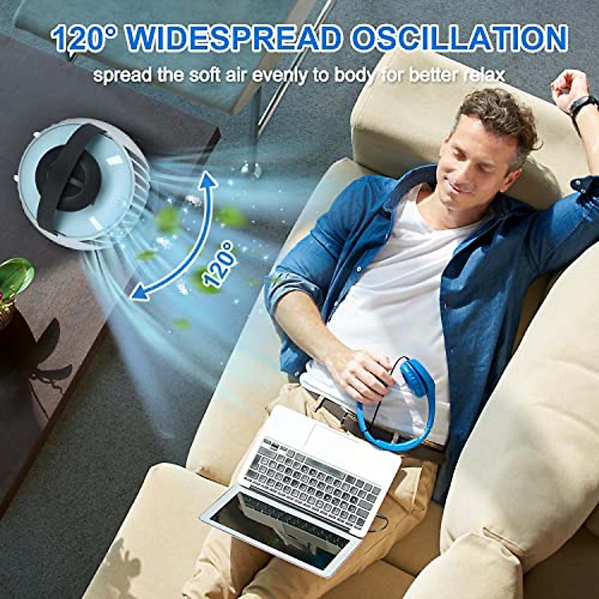 Portable Air Conditioner Fan,120° Rotatable Personal Air Cooling Fan with 3 Speeds & 4 Cool Mist,Evaporative Air Cooler with Humidifier for Room,Bedroom,Office,Desk,Living Room,Camping
