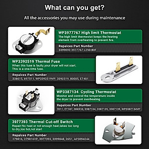 【UPGRADED】279838 Dryer Heating Element for Whirlpool Kenmore Maytag Amana Roper, Dryer Heating Element Parts Include Dryer Thermostat Thermal Fuse, Replaces 2406026 3403585 w10724237