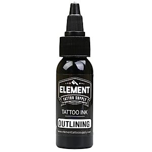 Element Tattoo Supply - Black Tattoo Ink Lining Outline Shading Mixing Ink Blending Solid Tattooing Ink Permanent for Human Skin Professional Vegan Tattoo Ink 1oz Bottle