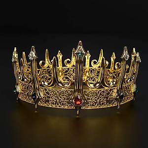 Eseres Gold King Crown for Men Adult's Costume Crowns Birthday Cake Topper