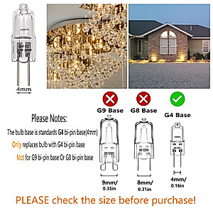 G4 Halogen Light Bulb , T3 JC Type Clear 20W 12V AC/DC Bi-Pin Bulb for Landscape Lighting,Accent Lights, Track Lighting,Under Cabinet Puck Light, Chandeliers,360°Beam Angle/Warm White,12Packs
