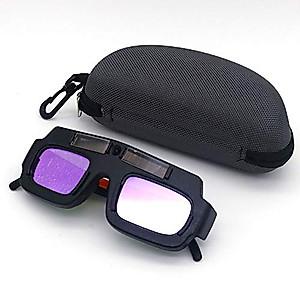 NUZAMAS Welding Glasses Eyes Protection Goggles, Solar Auto Darkening Welding Goggles, Welder Safety Protective Tools, PC Lens Welding Soldering Sight Protection, Comes with Glasses Case