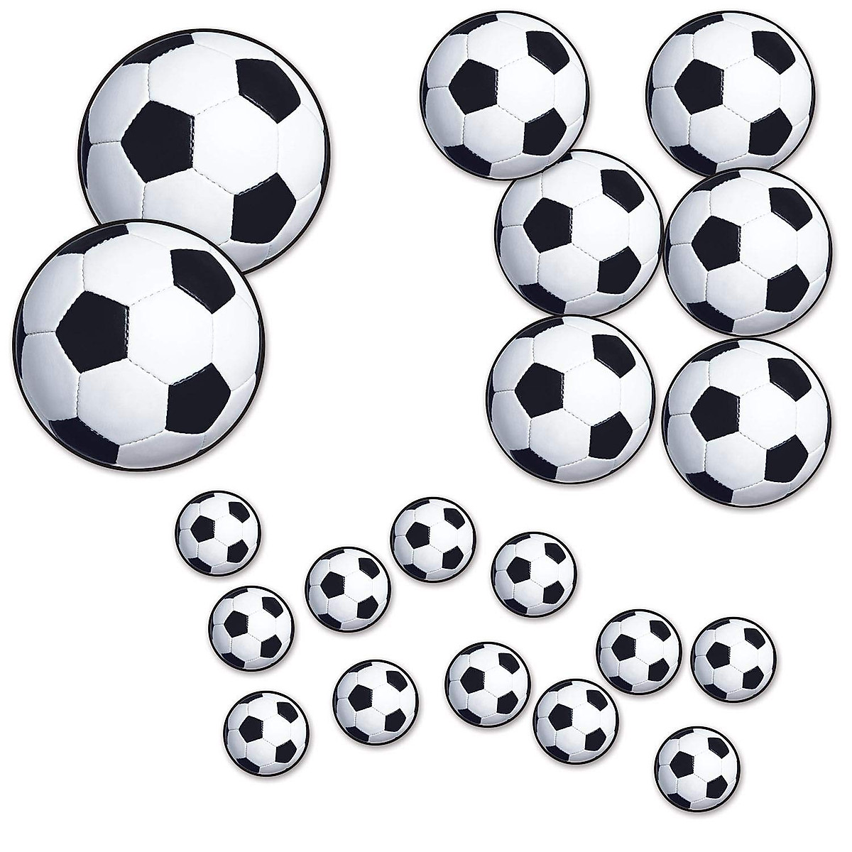 Beistle Soccer Ball Cutouts, 4", 8", 12", White and Black